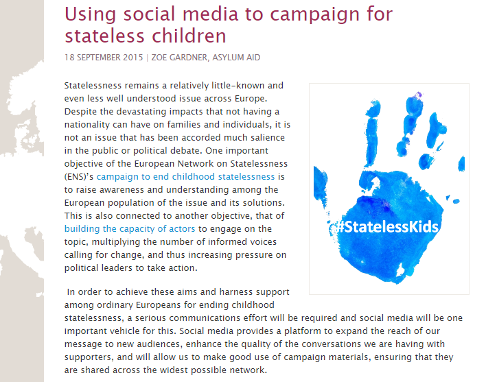 Using Social Media to Campaign for Stateless Children